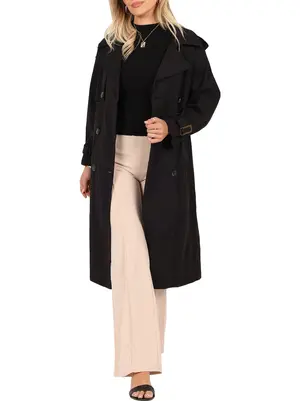 PETAL & PUP Petal & Pup Trina Belted Trench Coat Black