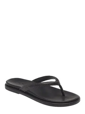 Olukai Tiare Leather Flip Flop - Black/black