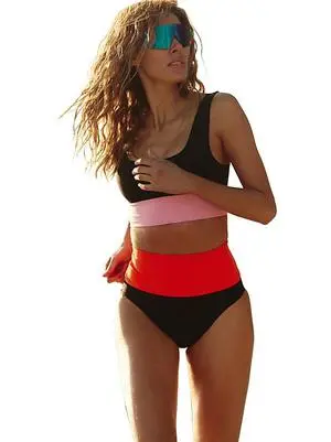 IT'S NOW COOL Contour High-waisted Surf Bottoms - Salsa