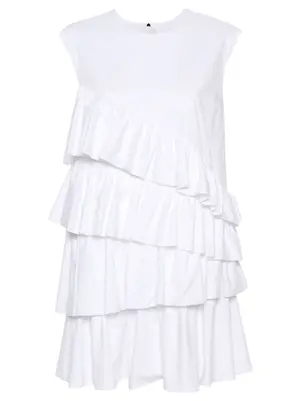 MSGM Ruffle-detailing Cotton Dress - White