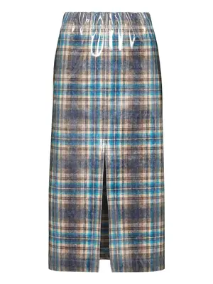 MAISON MARGIELA X Pendleton Checked Lacquered Midi Skirt - Green