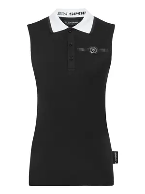 PLEIN SPORT Sleeveless Polo Top - Black