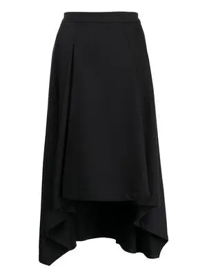 SHANSHAN RUAN Asymmetric Pleated Midi Skirt - Black