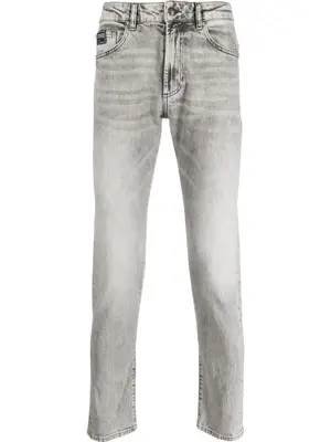 Versace Whiskering-effect Straight-leg Jeans - Grey