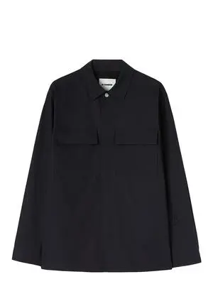 JIL SANDER Logo-tag Cotton Shirt - Blue