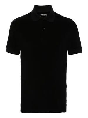 TOM FORD Towelling Cotton-blend Polo Shirt - Black
