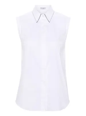 Brunello Cucinelli Sleeveless Button-up Shirt - White