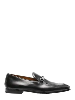 DOUCAL'S Horsebit Detail Patent Leather Loafers - Black
