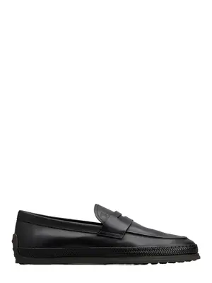 TOD'S Leather Penny Loafers - Black