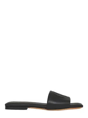 ANINE BING Ria Embossed-monogram Slides - Black