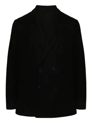 Harris Wharf London Honeycomb-knit Double-breasted Blazer - Black