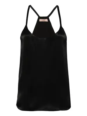 TWINSET Sleeveless Satin Top - Black