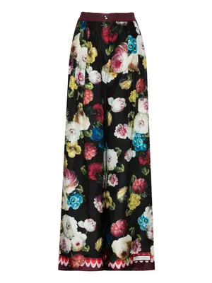Dolce & Gabbana Floral Wide-leg Trousers - Black