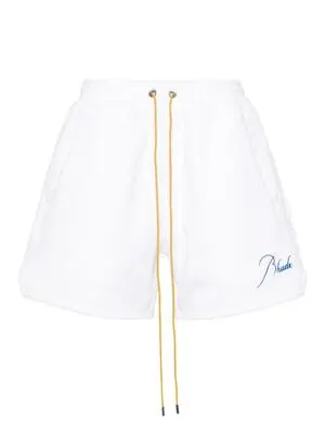 Rhude Logo-embroidered Towelling Shorts - White