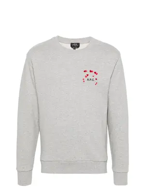A.p.c. Logo-print Cotton Sweatshirt - Grey