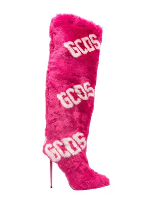 Gcds 110mm Logo-print Knee-length Boots - Pink