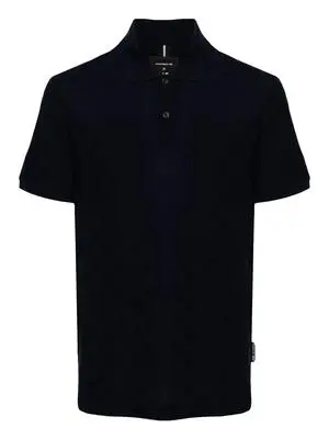 BOSS Checkerboard-knit Polo Shirt - Blue