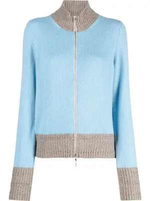 BARRIE Two-tone Cashmere Cardigan - Blue
