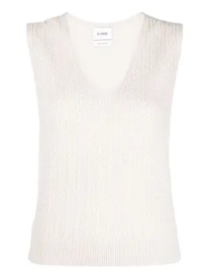 BARRIE V-neck Cashmere Top - Neutrals