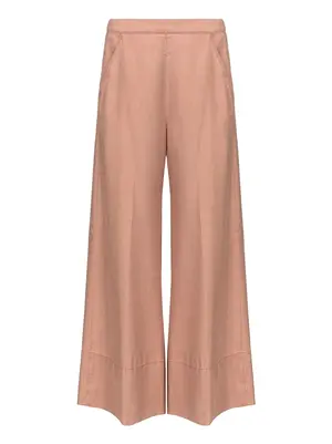 Pinko Love Birds-embroidered Wide-leg Trousers - Neutrals