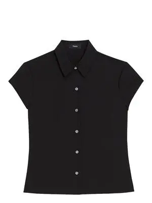 Theory Theory Cap-Sleeve Silk Georgette Blouse Black - 00