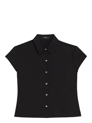 Theory Cap-sleeve Silk Georgette Blouse - Black