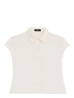 Theory Cap-sleeve Silk Georgette Blouse - Ivory