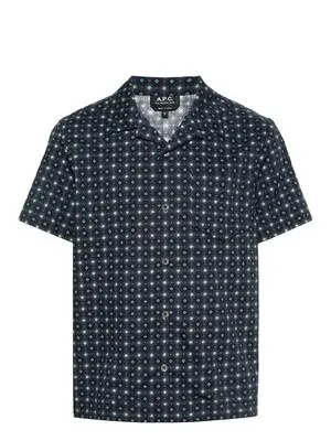 A.p.c. Lloyd Geometric-print Cotton Shirt - Blue