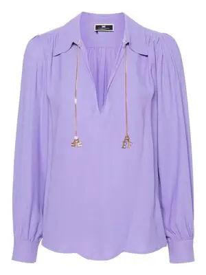 Elisabetta Franchi Logo-print Georgette Blouse - Purple