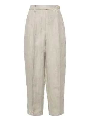 BRUNELLO CUCINELLI Mid-rise Tapered Linen Trousers