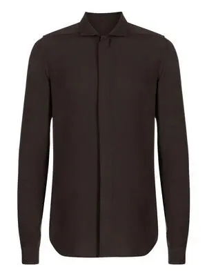 Rick Owens Plain Long-sleeve Shirt - Brown