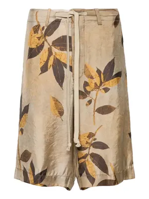 UMA WANG Branches-print Thigh-length Shorts - Neutrals