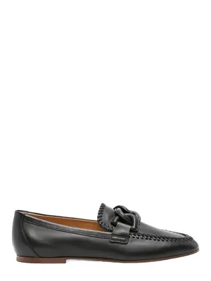 TOD'S Chain-link Leather Loafers - Black
