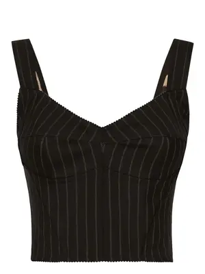 Dolce & Gabbana Pinstriped Bustier Top - Black