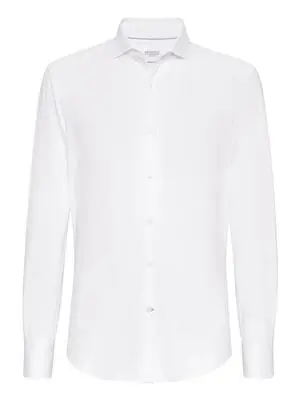 Brunello Cucinelli Spread-collar Cotton Shirt - White