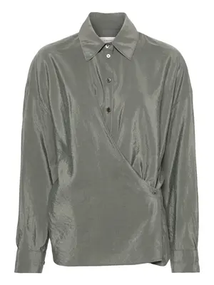 LEMAIRE Draped Silk Blend Shirt - Green