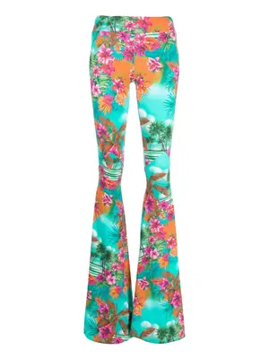 Roberto Cavalli Flared Floral-print Trousers - Multicolour