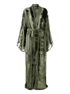 Roberto Cavalli Panelled Velvet Robe Coat - Green