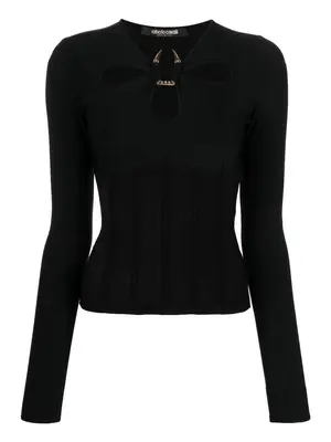 Roberto Cavalli Cut-out Knit Top - Black