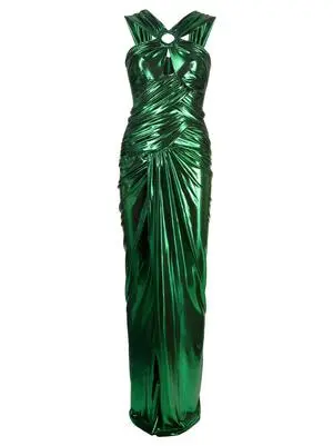 Zuhair Murad Lamé Draped Sleeveless Gown - Green