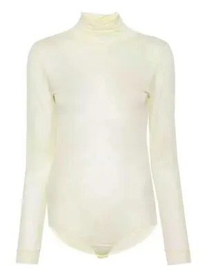 MAISON MARGIELA Four-stitch Sheer Bodysuit - Yellow