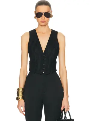 Saint Laurent Gilet Top - Noir