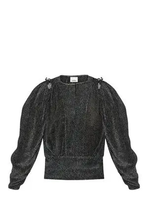 Isabel Marant Étoile Zarga Printed Devoré Velvet Top - Black