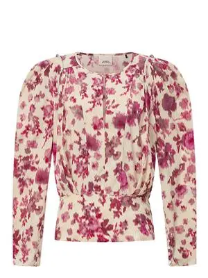 Isabel Marant Étoile Zarga Printed Devoré Velvet Top - Pink