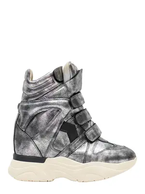 Isabel Marant Étoile Balskee High-Top Wedge Sneakers Silver