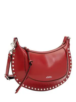 Isabel Marant Studded Leather Baguette Bag Deep Red