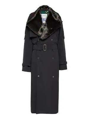 Burberry Faux Fur-trimmed Cotton-blend Trench Coat - Black