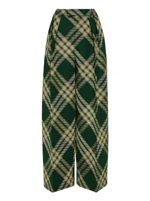 Burberry Checked Wool Twill Wide-leg Pants - Multicoloured