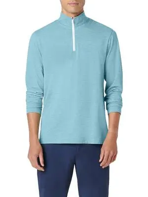Bugatchi Bugatchi Quarter Zip Performance Pullover Aqua