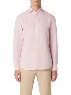 Bugatchi Axel Linen Button-up Shirt Pink